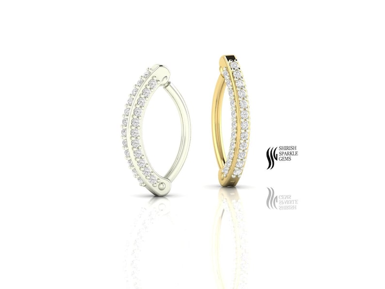 Diamond Belly Ring / Bally Button Hoop Piercing / Diamond Solid Gold ...