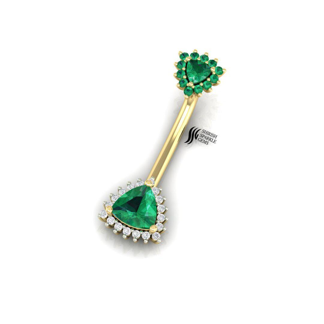Emerald Diamond Belly Button Navel Piercing Diamond Rook Piercing Navel ...