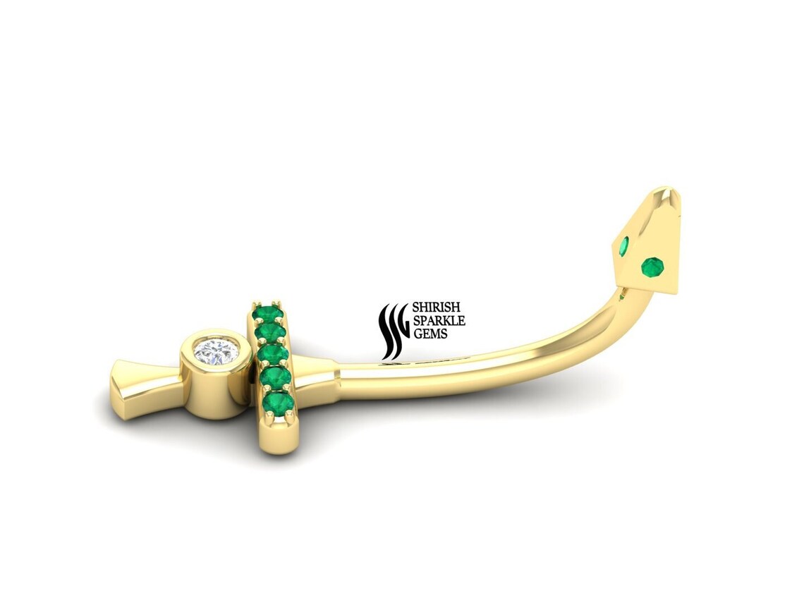 Emerald Diamond Rook Piercing Bellybutton Natural Diamond Navel ...