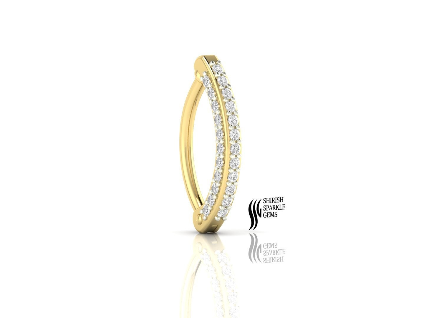 Diamond Belly Ring / Bally Button Hoop Piercing / Diamond Solid Gold ...