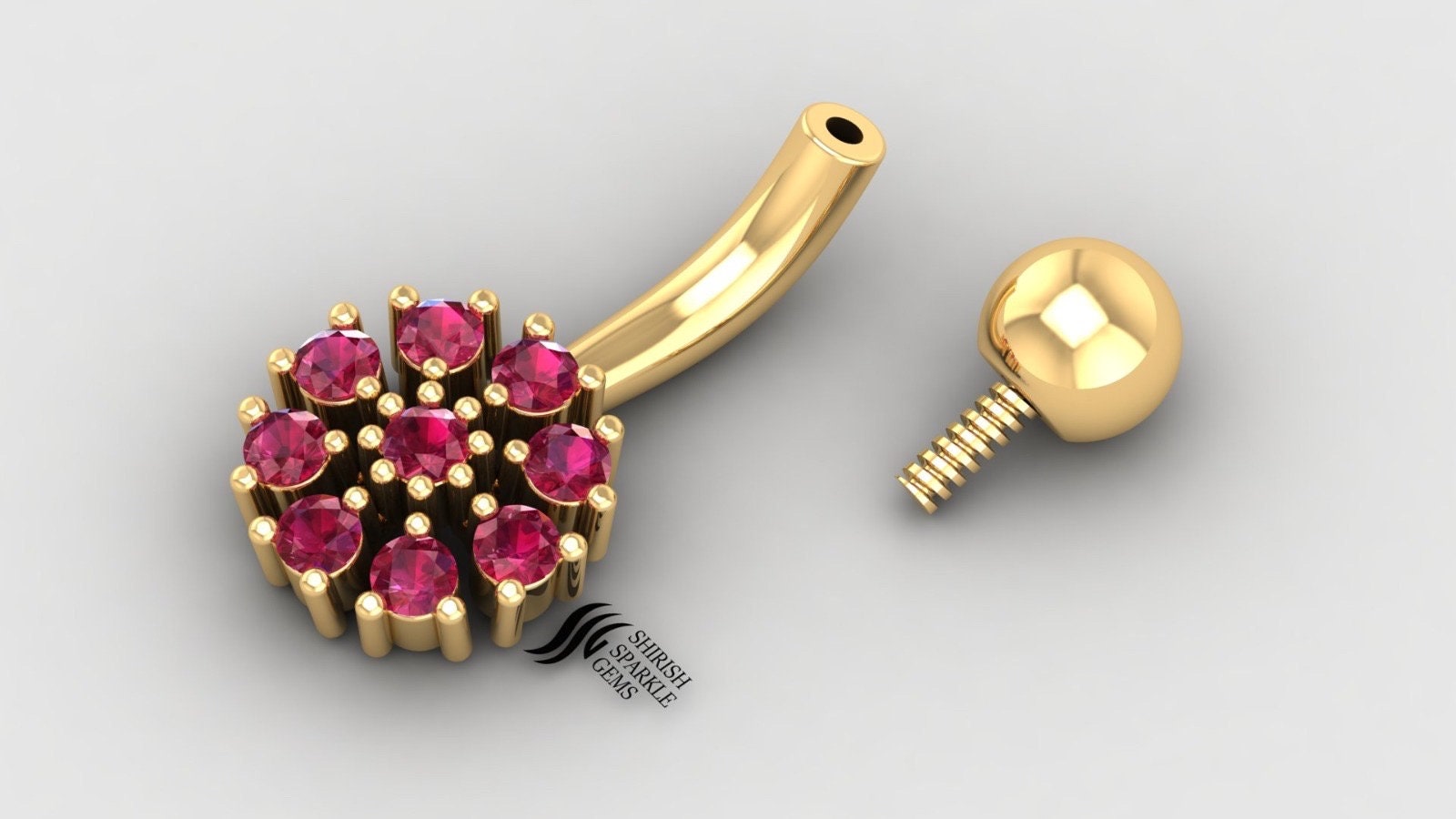 Ruby Navel Piercing Ruby Belly Piercing Diamond Belly Post - Etsy