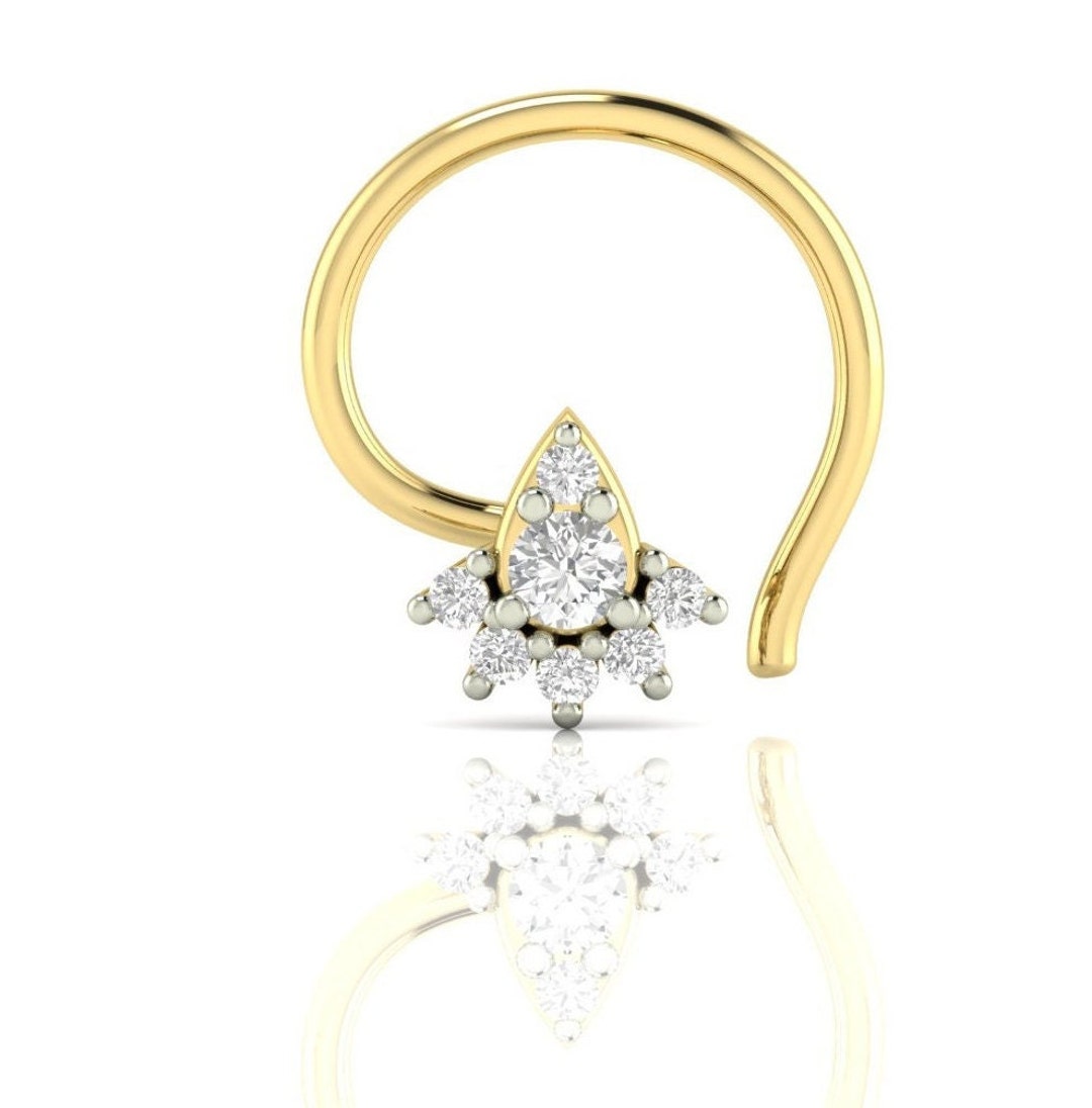 Real Diamond Gold C - Wire Nose Pin / Diamond Nose Piercing Cartilage L ...