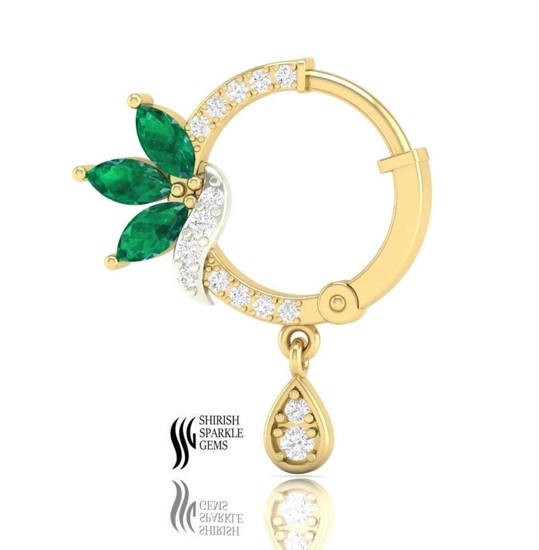 Diamond Nose Piercing, Diamond Nose Ear Piercing Hoop, Natural Diamond ...