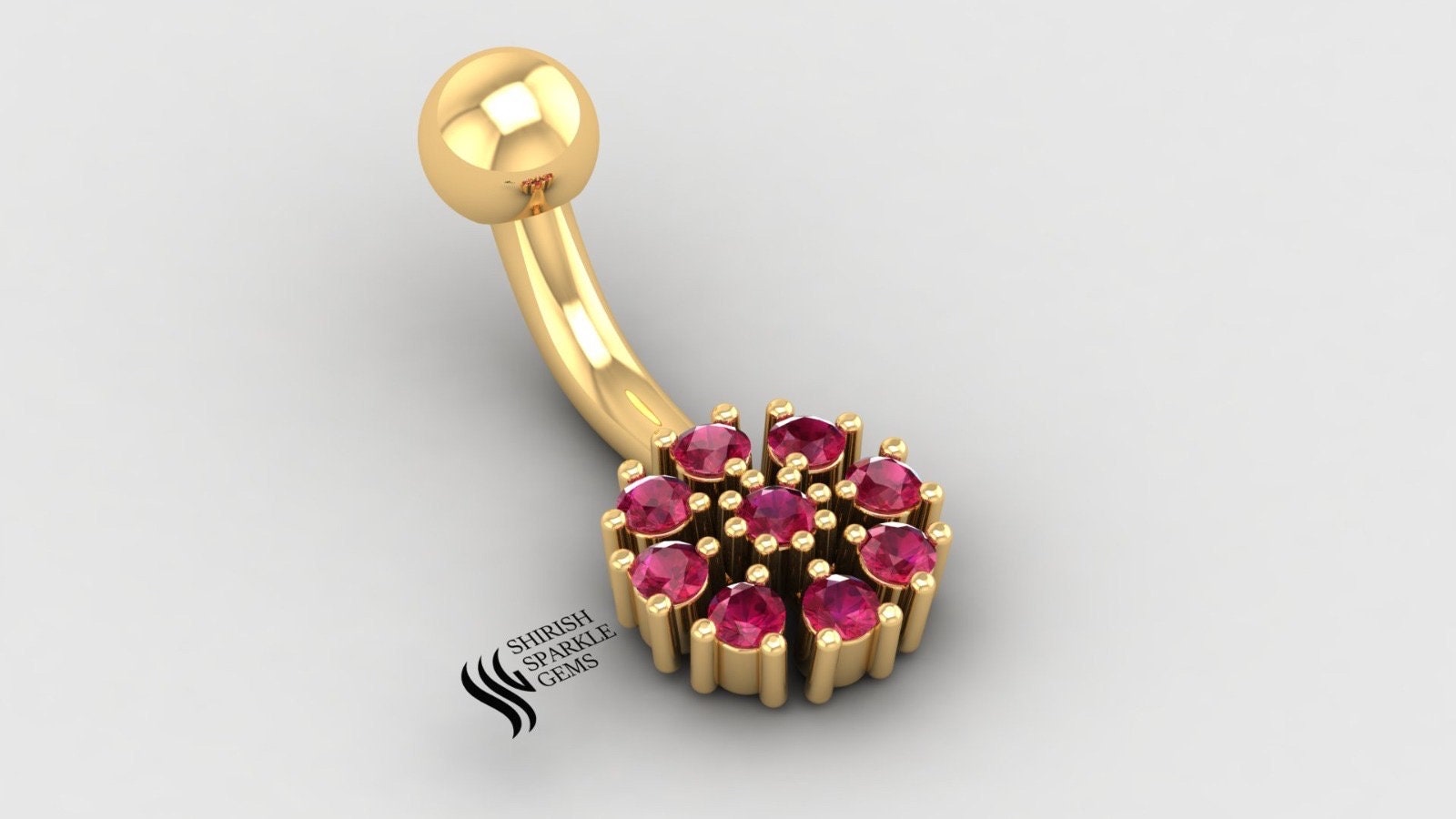 Ruby Navel Piercing Ruby Belly Piercing Diamond Belly Post - Etsy