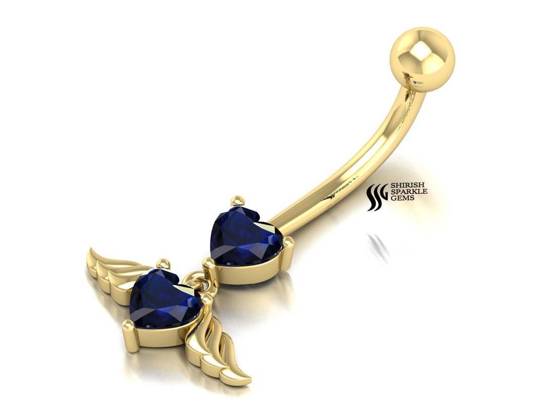 Natural Blue Sapphire Belly Button Navel Piercing / Blue Sapphire Belly ...