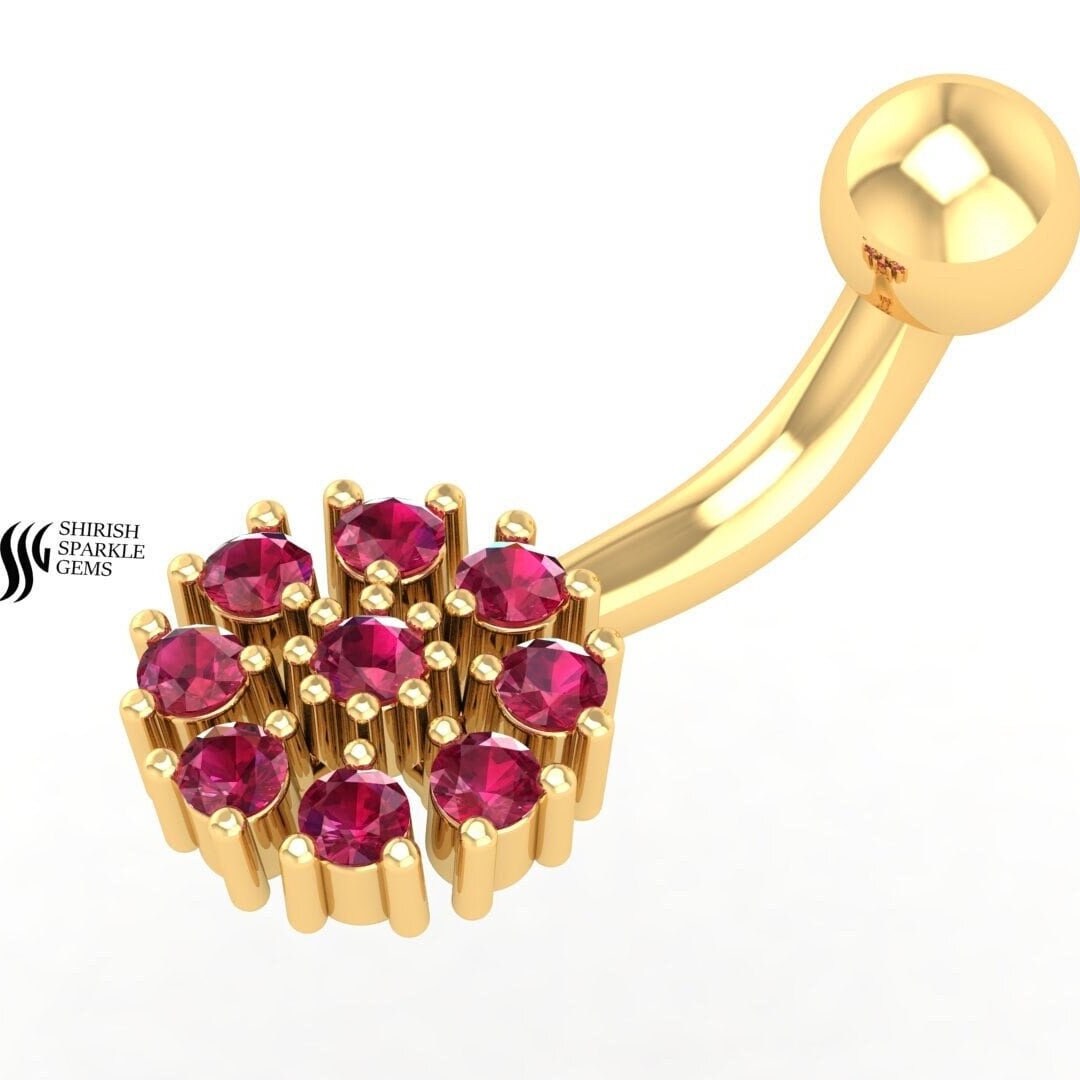 Ruby Navel Piercing Ruby Belly Piercing Diamond Belly Post Navel ...
