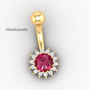Ruby Navel Piercing Ruby Belly Piercing Diamond Belly Post Navel ...