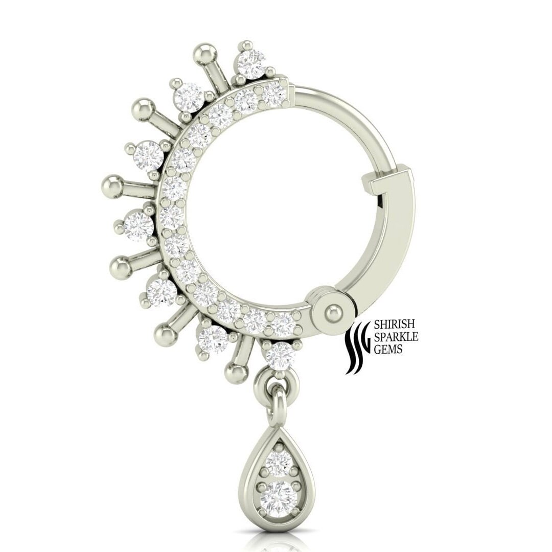 14K Natural Diamond Gold Nose Piercing Gold Nose Ring Unique Nose Stud ...