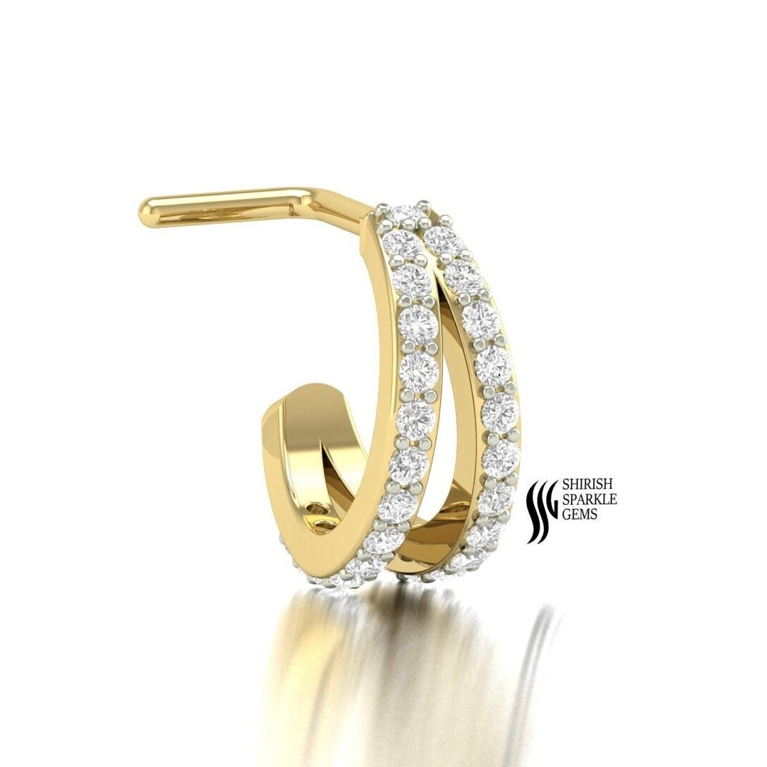 Diamond Nose Ring Diamond Helix Hoop Diamond Ear Piercing Hoop L Wire ...