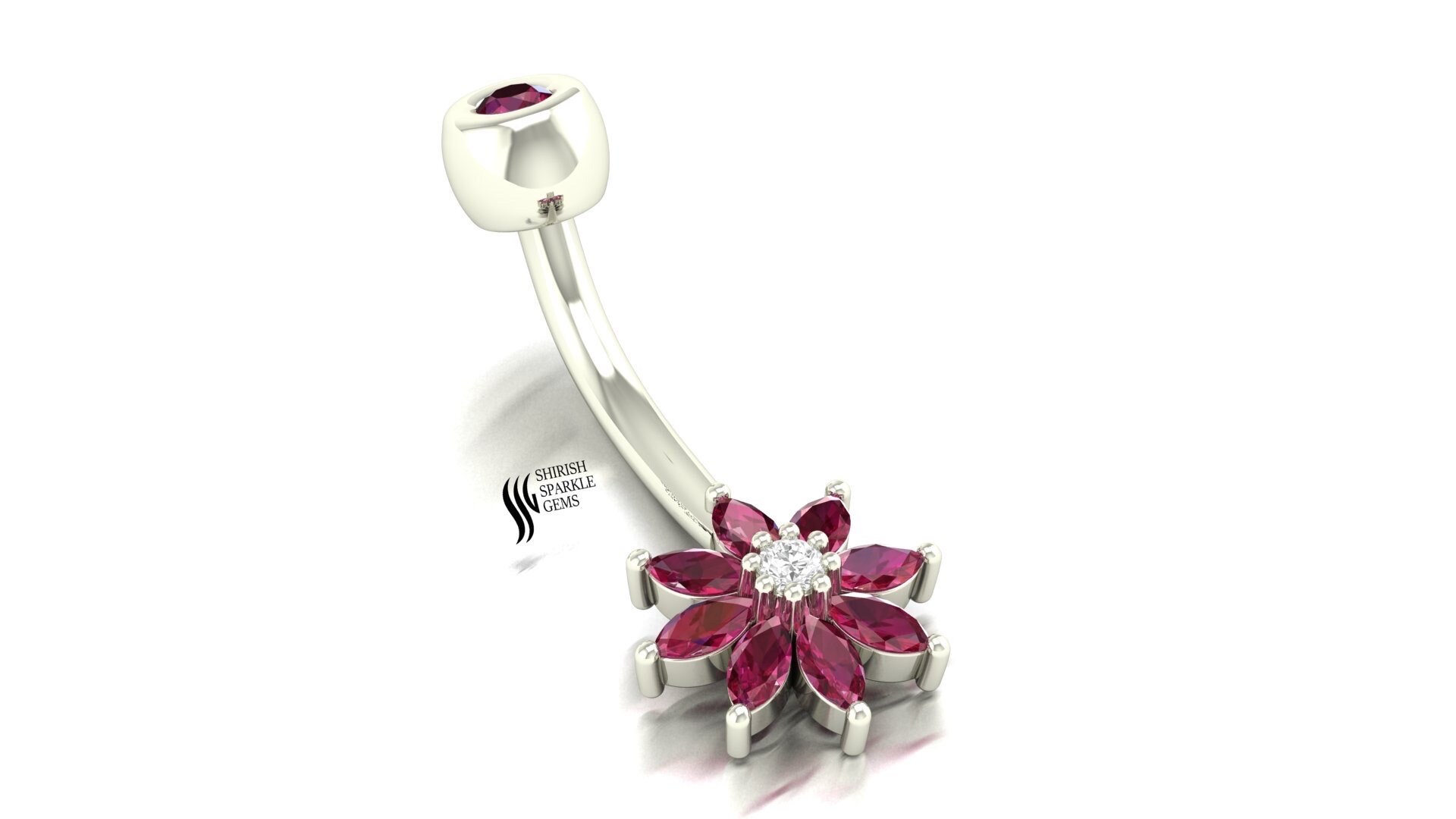 Ruby Navel Piercing Ruby Belly Piercing Diamond Belly Post - Etsy