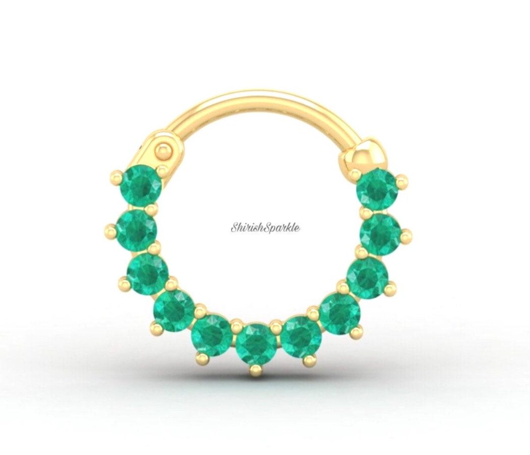 Emerald Septum Nose Piercing, Emerald Daith Piercing, Emerald Helix Septum Piercing, Emerald ...
