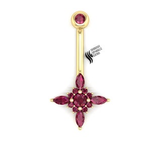 Ruby Belly Button Navel Piercing Rook Piercing Gold Navel Piercing ...