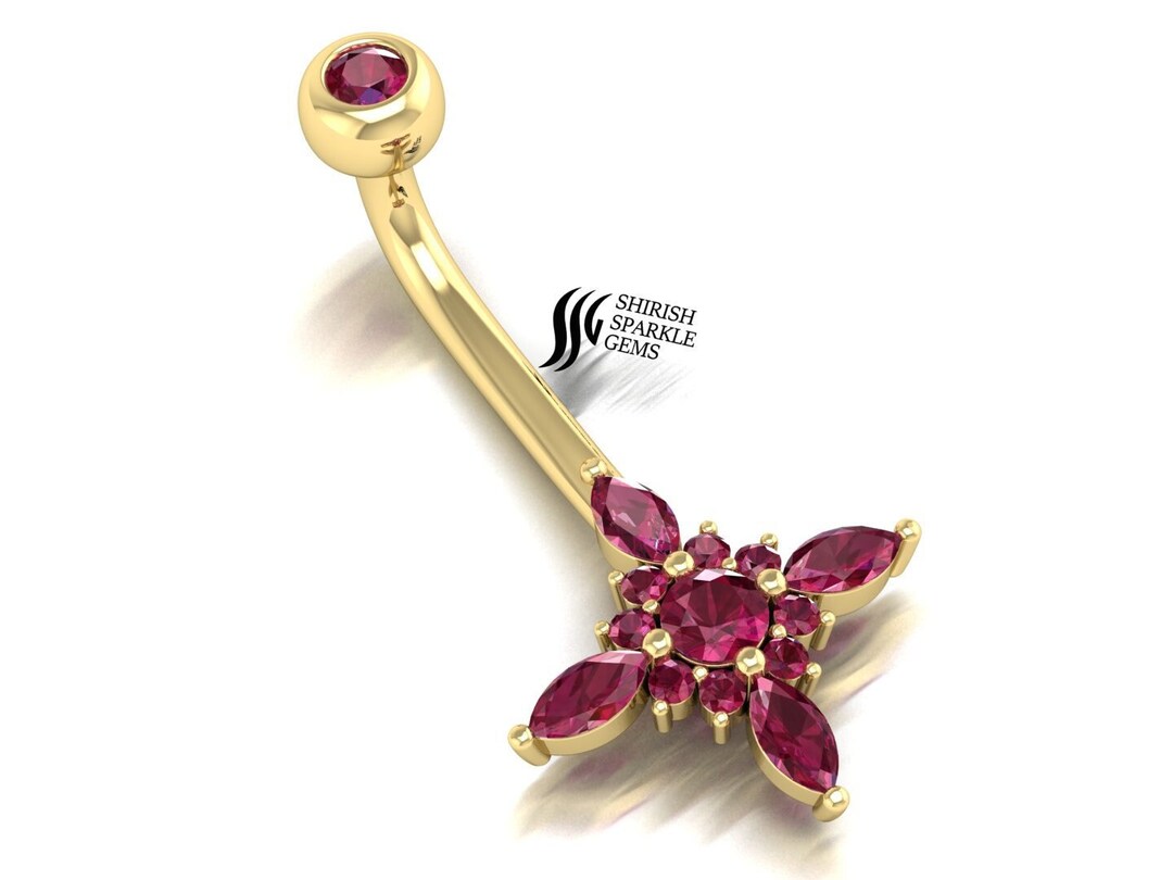 Ruby Belly Button Navel Piercing Rook Piercing Gold Navel Piercing ...