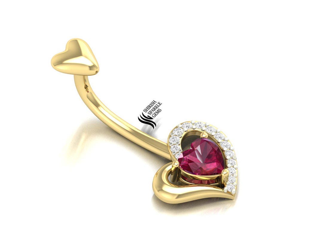 Natural Ruby Diamond Belly Button Ring | July Birthstone Body Jewelry ...