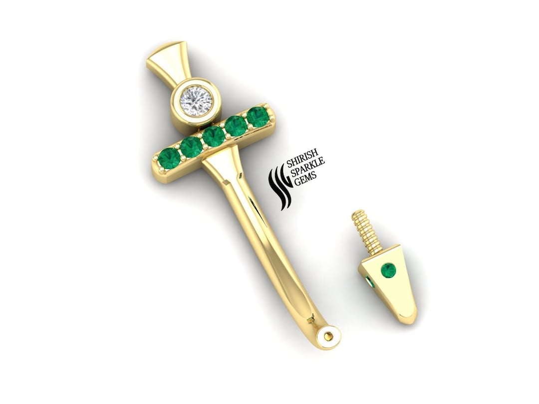 Emerald Diamond Rook Piercing Bellybutton Natural Diamond Navel ...