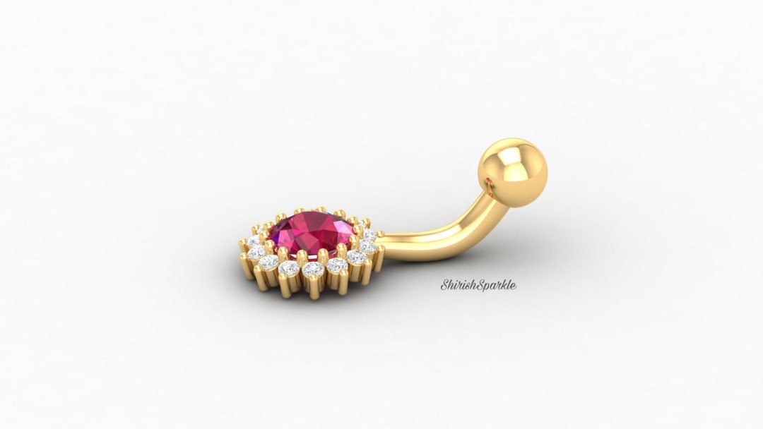 Ruby Navel Piercing Ruby Belly Piercing Diamond Belly Post - Etsy
