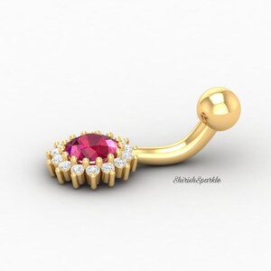 Ruby Navel Piercing Ruby Belly Piercing Diamond Belly Post Navel ...