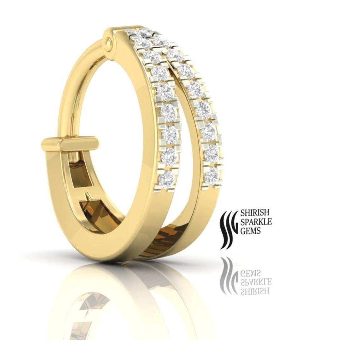 Diamond Nose Ring | Diamond Solid Gold Helix | Real Diamond Nose Ring ...