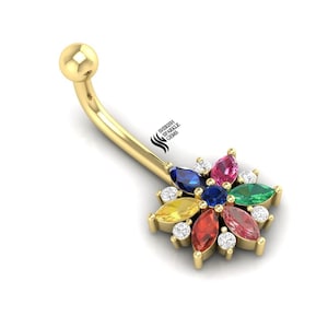 Rainbow Sapphire Belly Button Navel Piercing All Color Belly Button ...