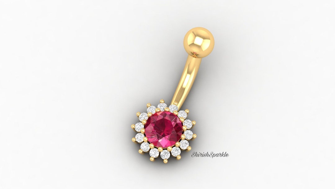 Ruby Navel Piercing Ruby Belly Piercing Diamond Belly Post Navel ...
