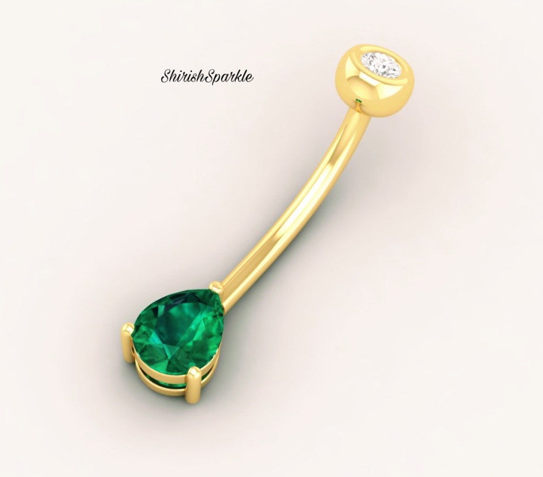 Emerald Navel Piercing, Emerald Belly Button Ring, Rook Bellty Eyebrow ...