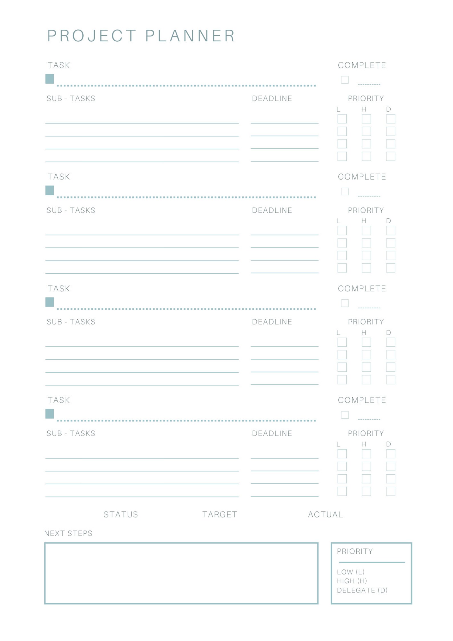 Project Planner Template, Printable Planner, A4 - Etsy