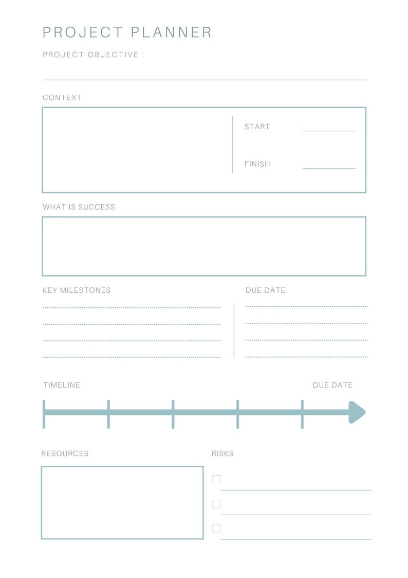 Project Planner Template, Printable Planner, A4 - Etsy