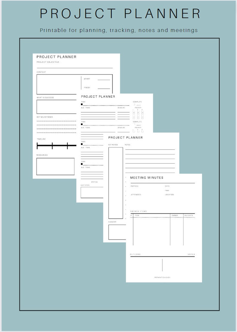 Project Planner Template, Printable Planner, A4 - Etsy