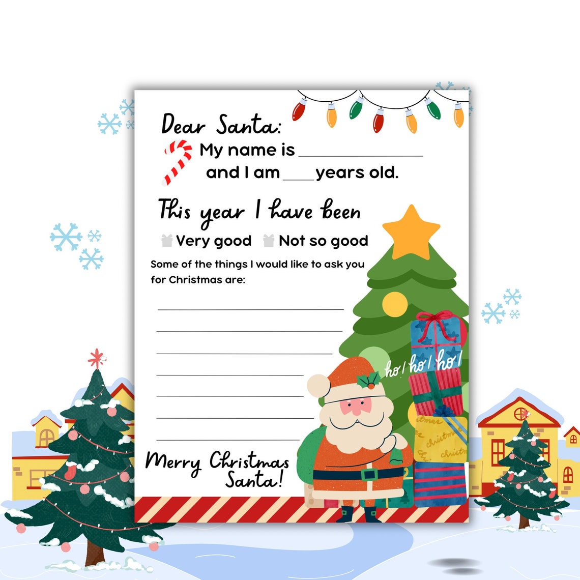 Letter to Santa Printable Easy to Print Letter to Santa Letter - Etsy