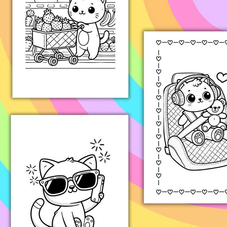 Cute Coloring Kittens | Coloring Pages | Print Ready PDF - Etsy