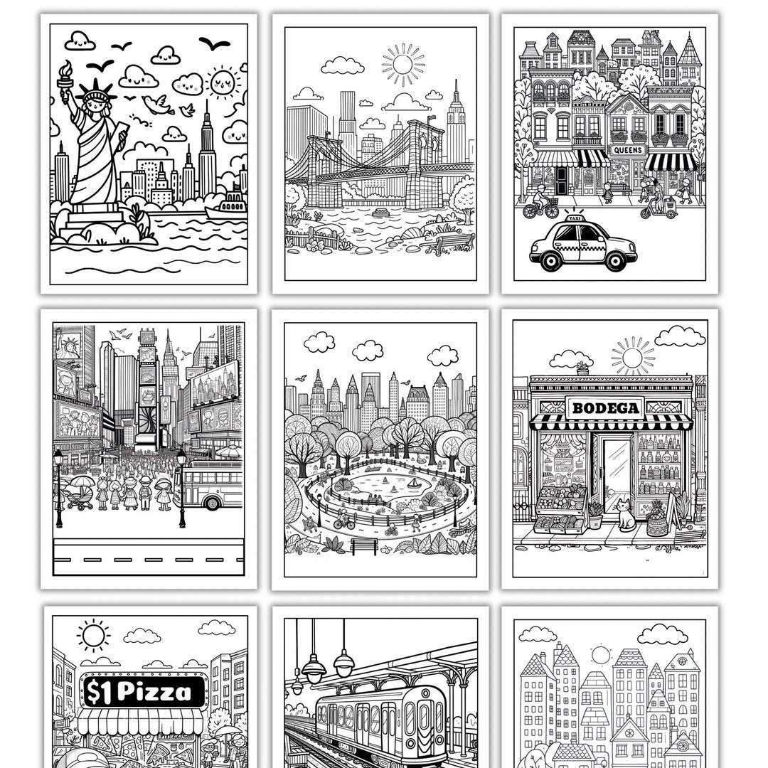 New York City Coloring Pages for Kids and Adults. the Big Apple ...