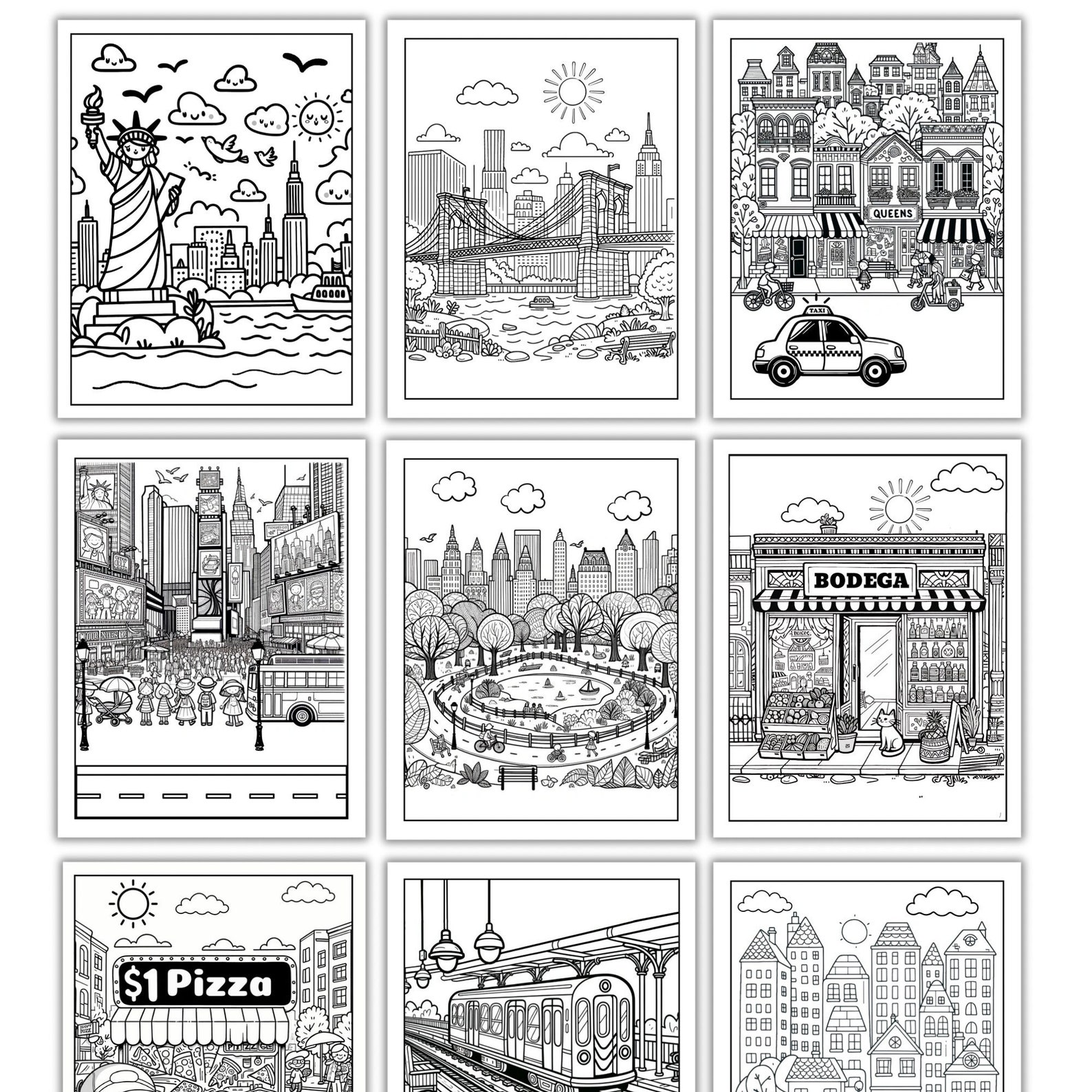 New York City Coloring Pages for Kids and Adults. the Big Apple ...