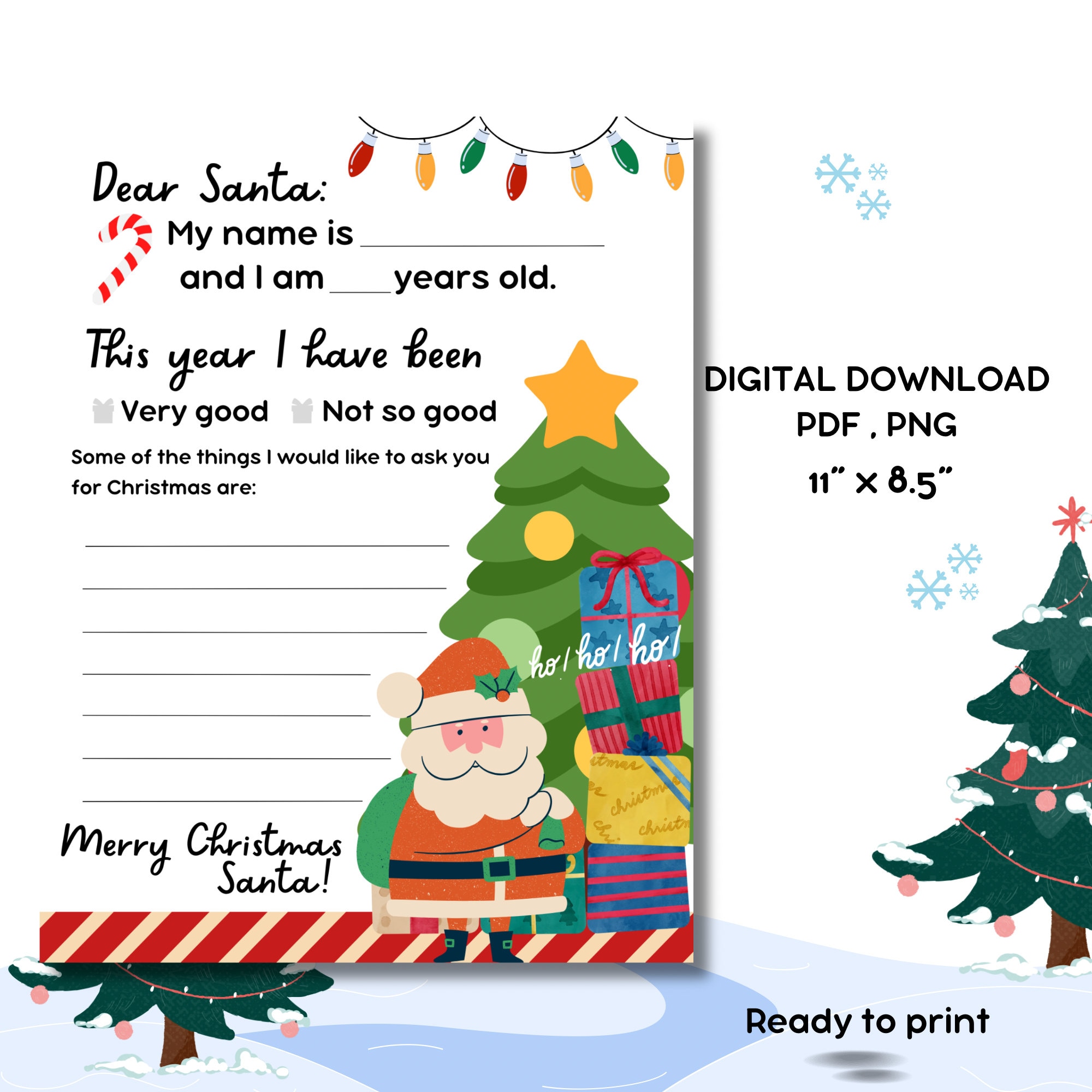 Letter to Santa Printable Easy to Print Letter to Santa Letter Instant ...