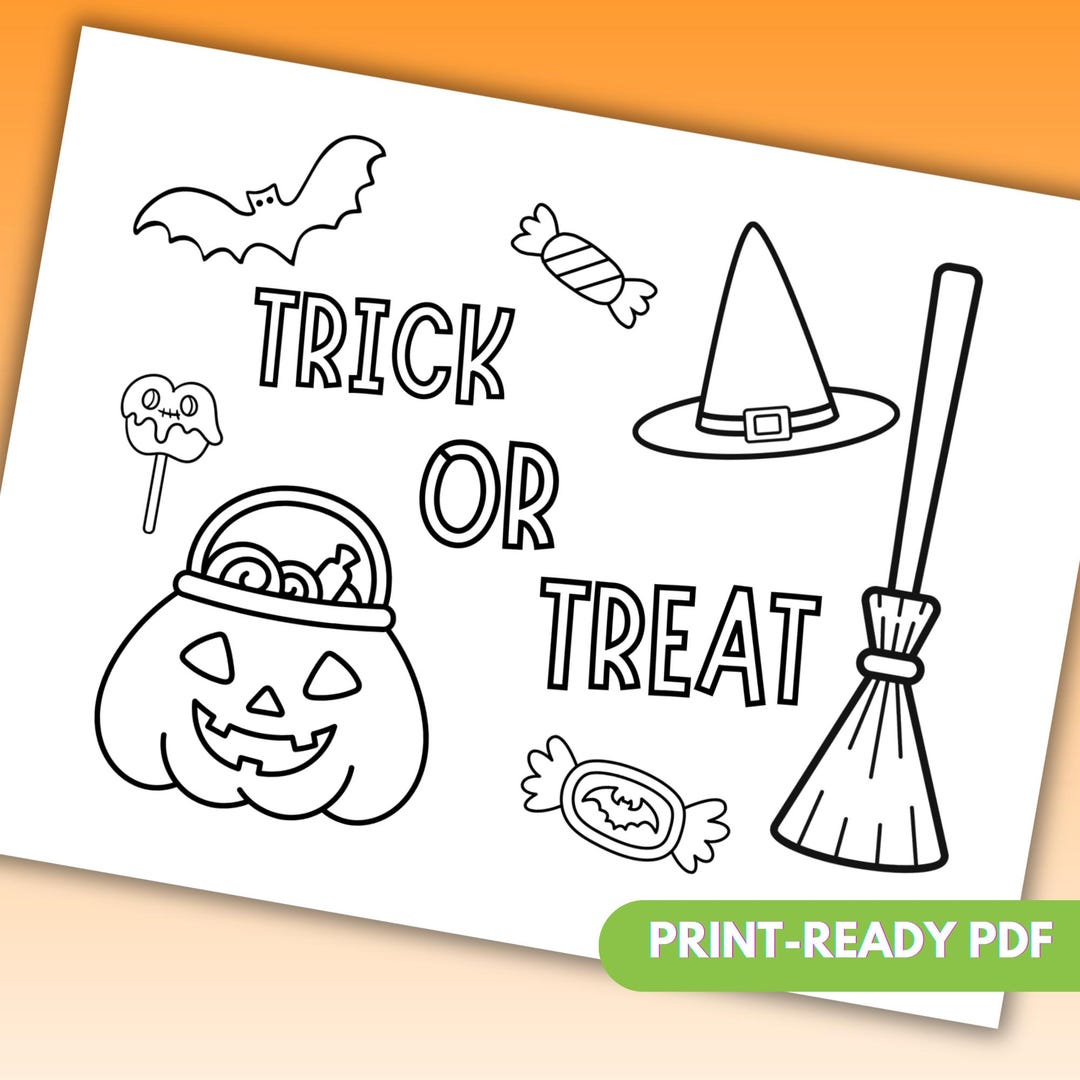 Halloween Coloring Page | Trick or Treat Printable | Kids Halloween ...