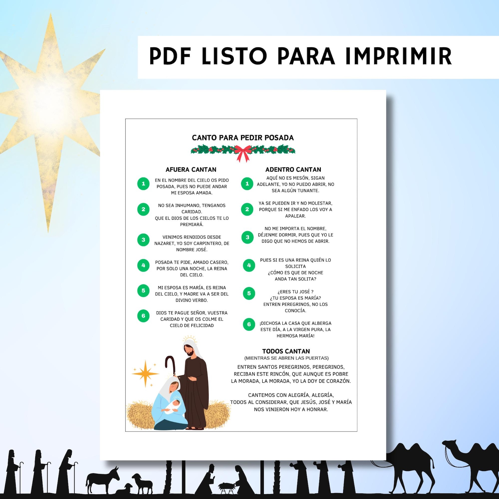 Canto Para Pedir Posada - Letra Para Posada Archivo Digital PDF Listo ...