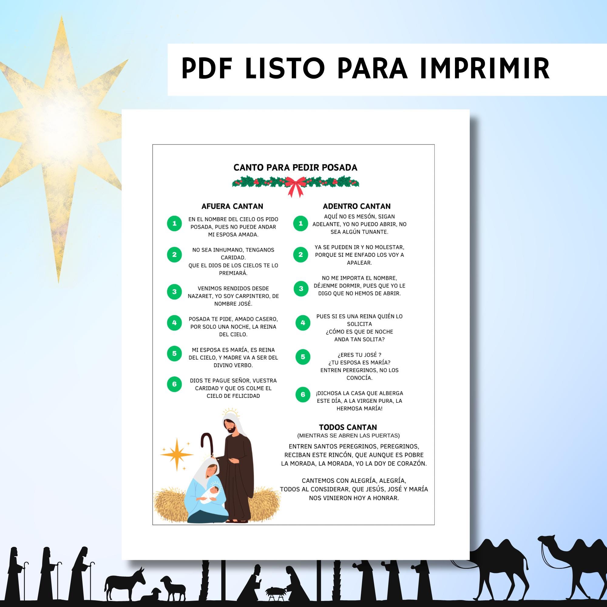 Canto Para Pedir Posada - Letra Para Posada Archivo Digital PDF Listo ...