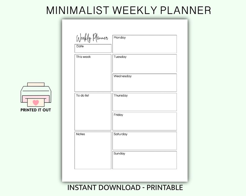 Weekly Planner - Etsy
