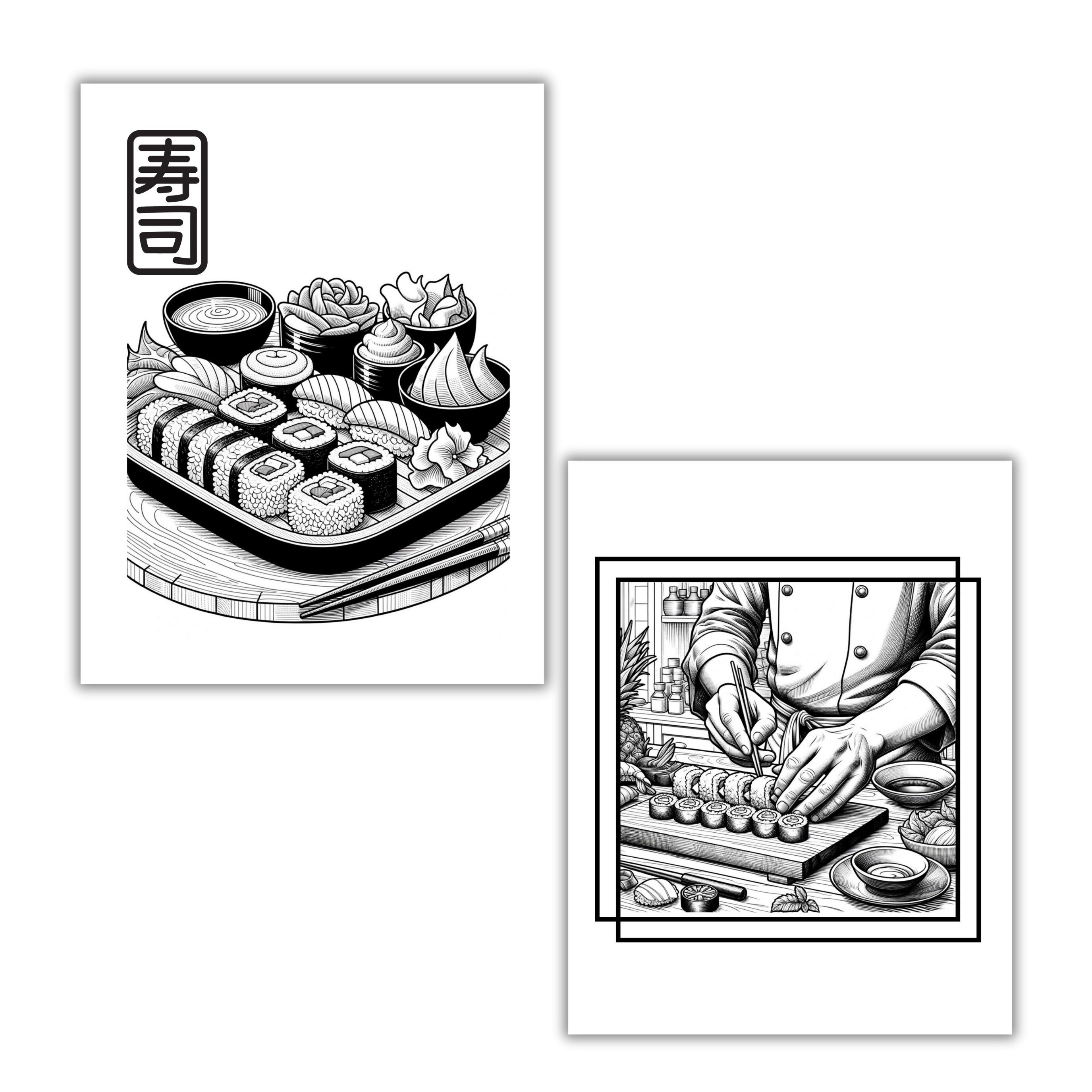 Sushi Coloring Pages , Sushi Restaurant Coloring Pages - Etsy