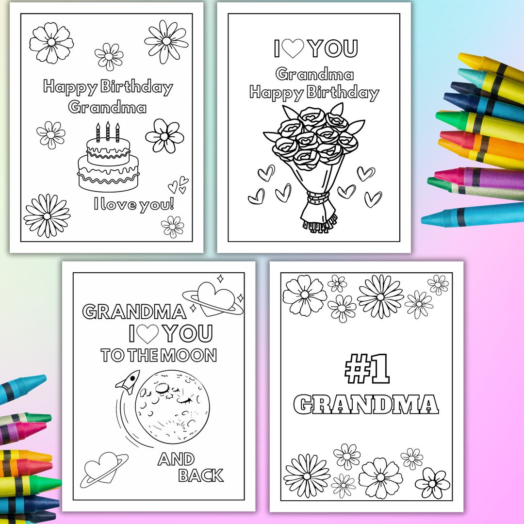 Happy Birthday Grandma Coloring Pages for Kids , Print Ready - Etsy