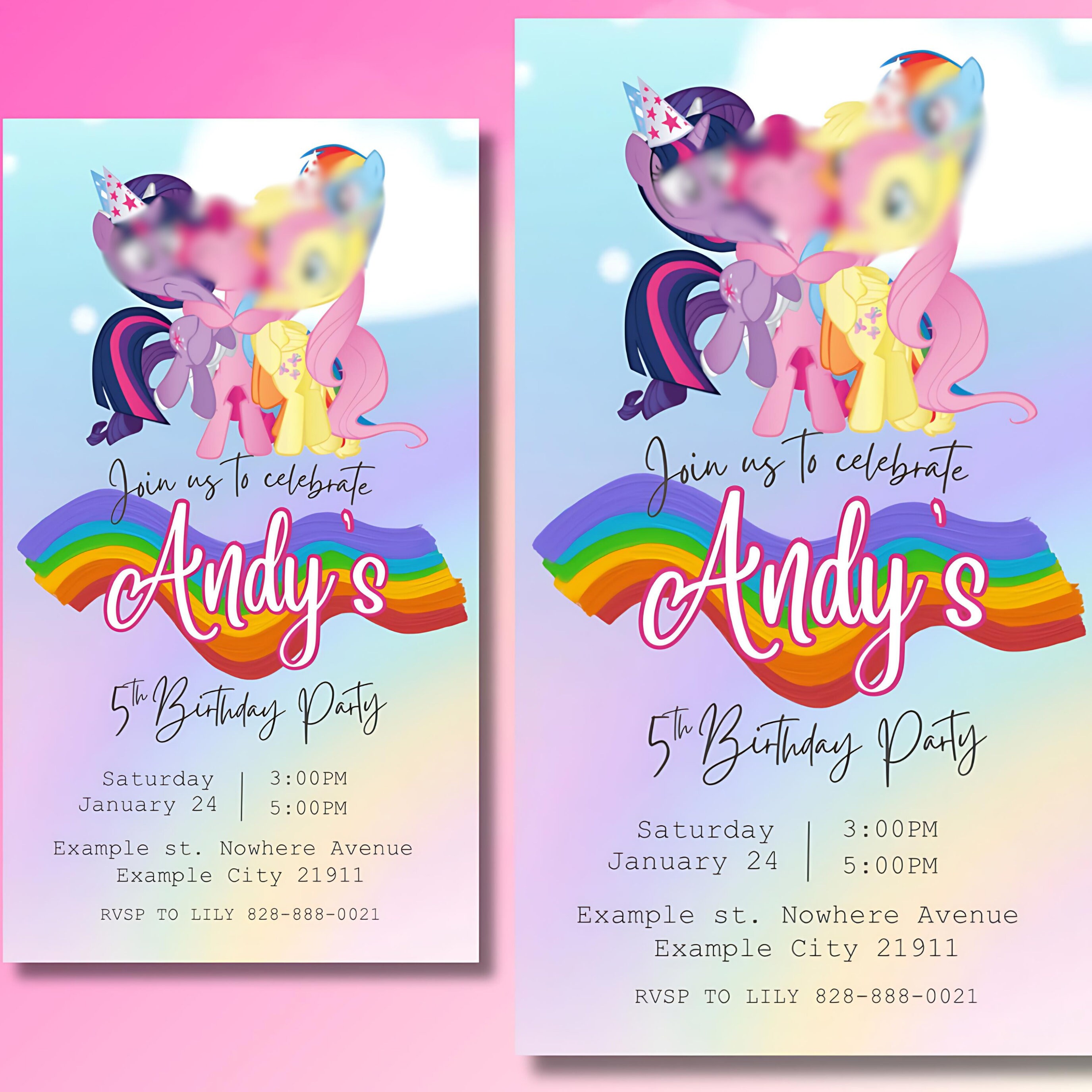 My Pony Birthday Invitation Digital Editable Template , Pony Birthday ...