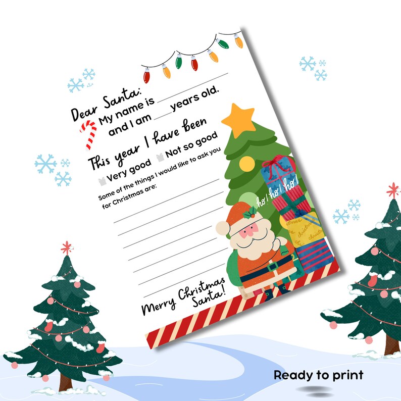 Letter to Santa Printable Easy to Print Letter to Santa Letter Instant ...