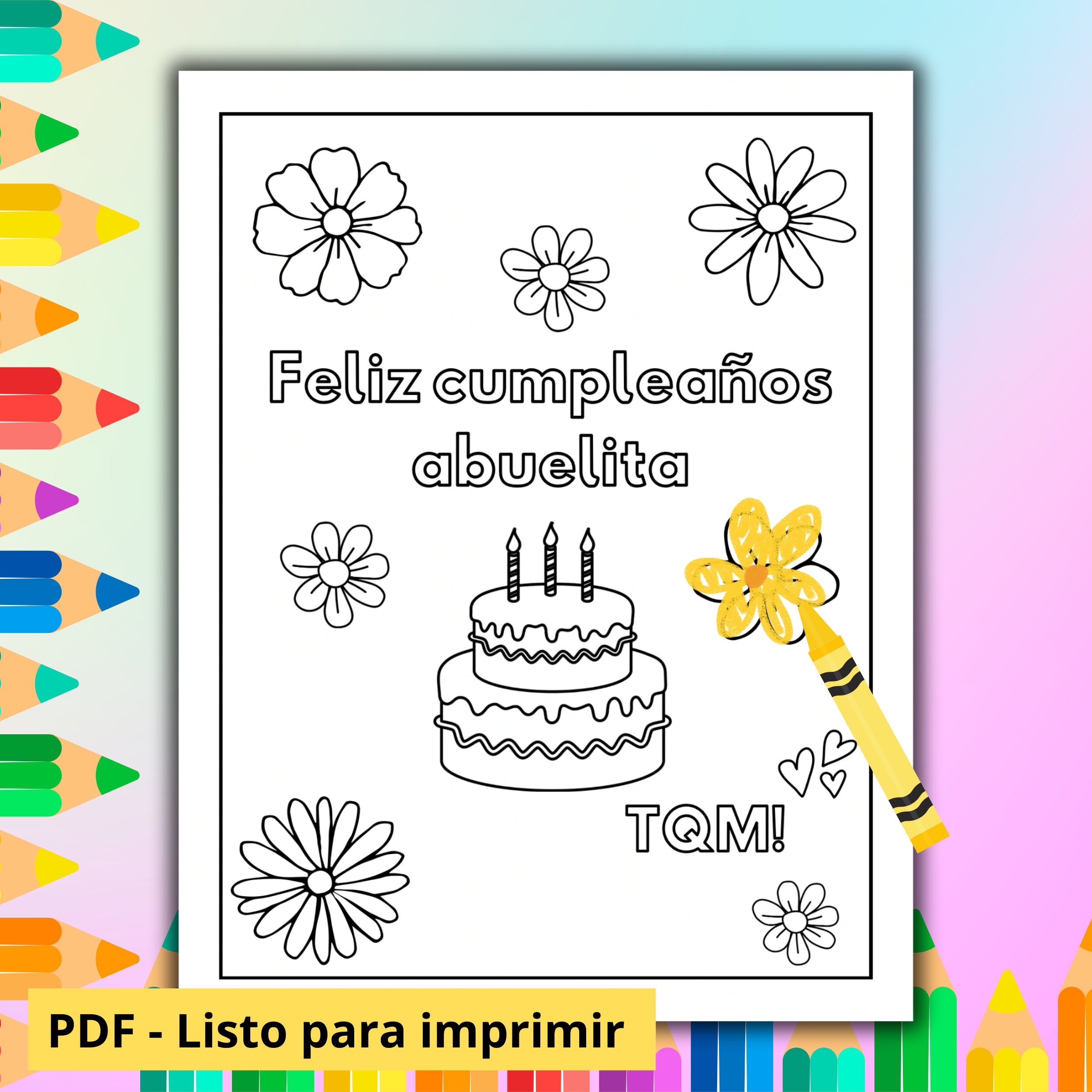Feliz Cumpleaños Abuelita Paginas Para Colorear Para Niños Listo Para
