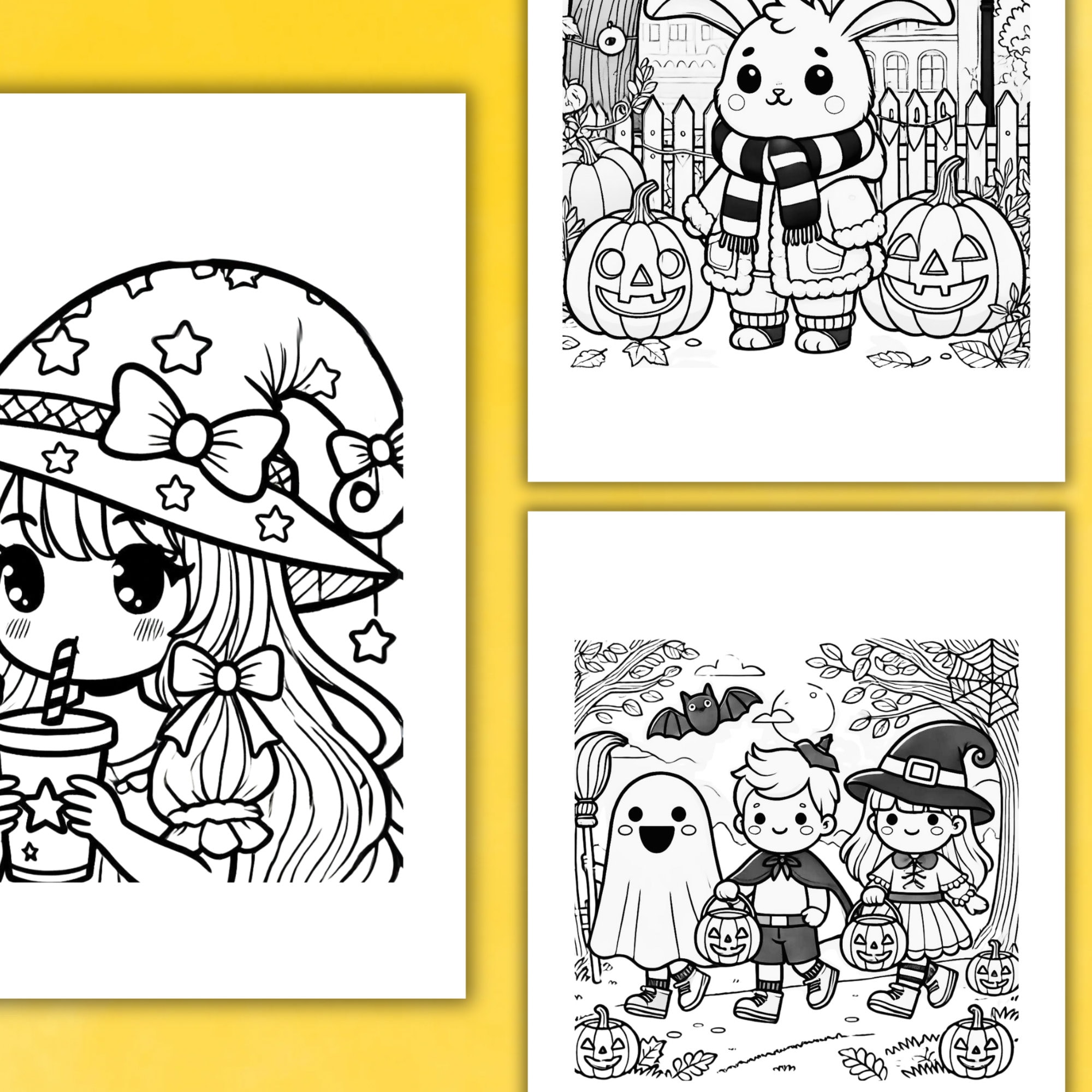 Cute but Spooky Coloring Pages | Cute Cozy Spooky Scenes | Print Ready ...
