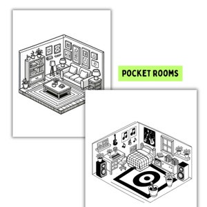 Pocket Rooms Coloring Pages , Isometric Rooms Coloring Printables - Etsy