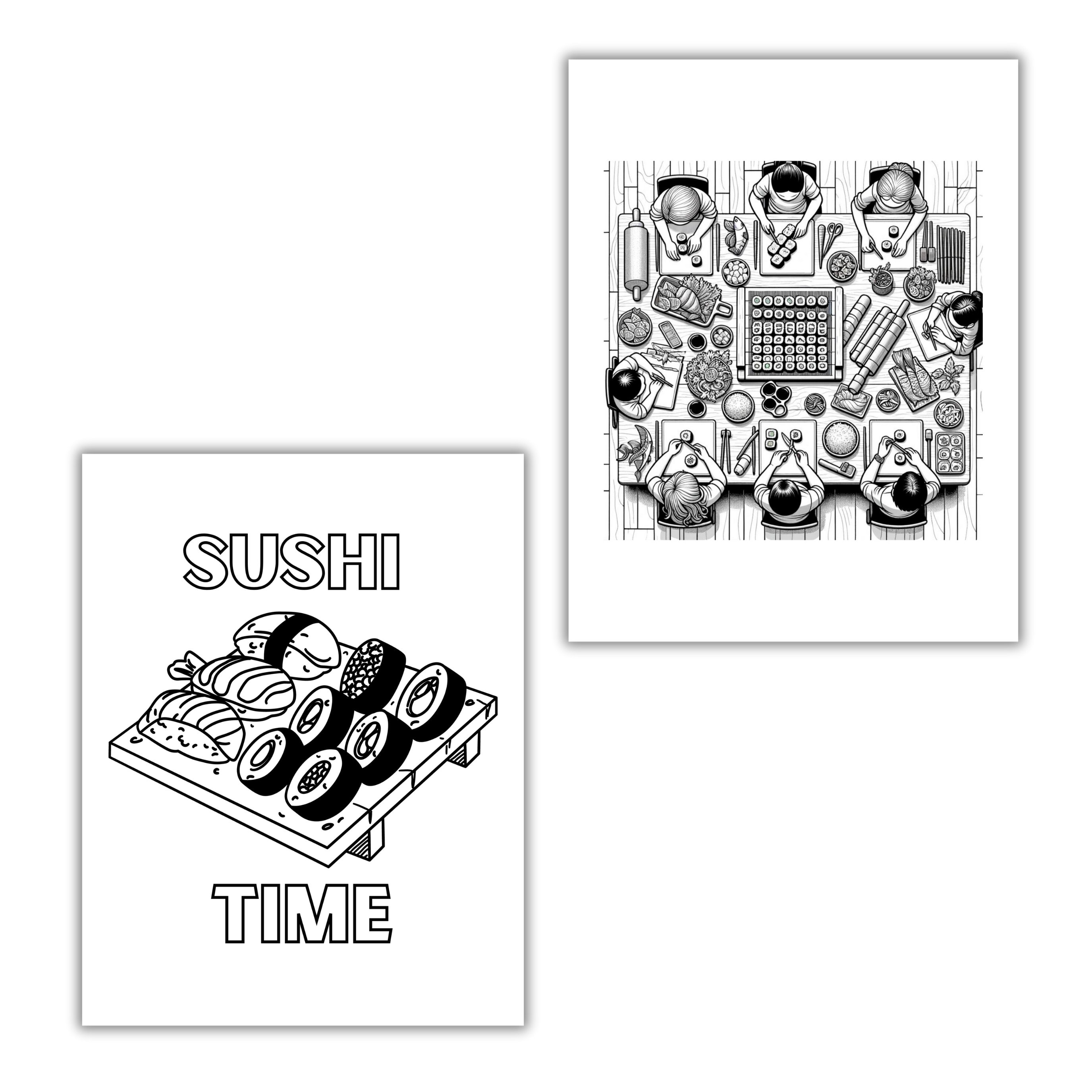 Sushi Coloring Pages , Sushi Restaurant Coloring Pages - Etsy