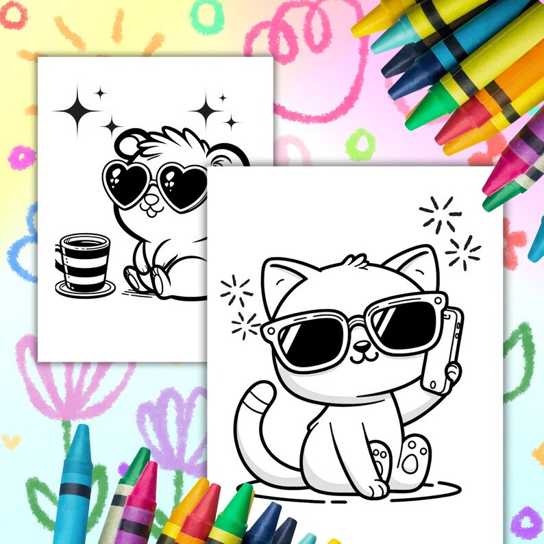 Tiny Tails Cool Animals Coloring Pages for Kids | Print Ready PDF - Etsy