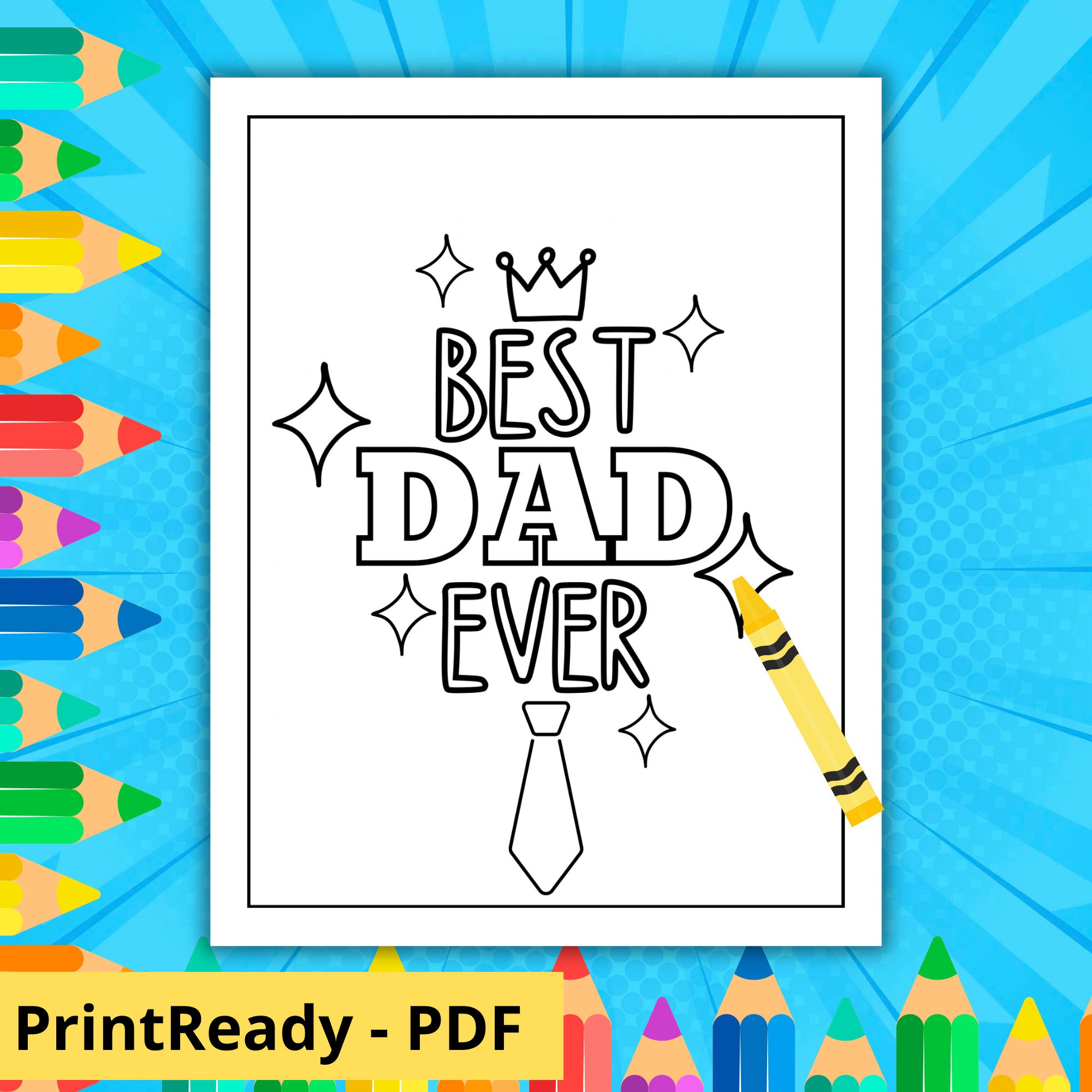 Happy Birthday Dad , Super Dad , Best Dad Ever Coloring Pages - Etsy