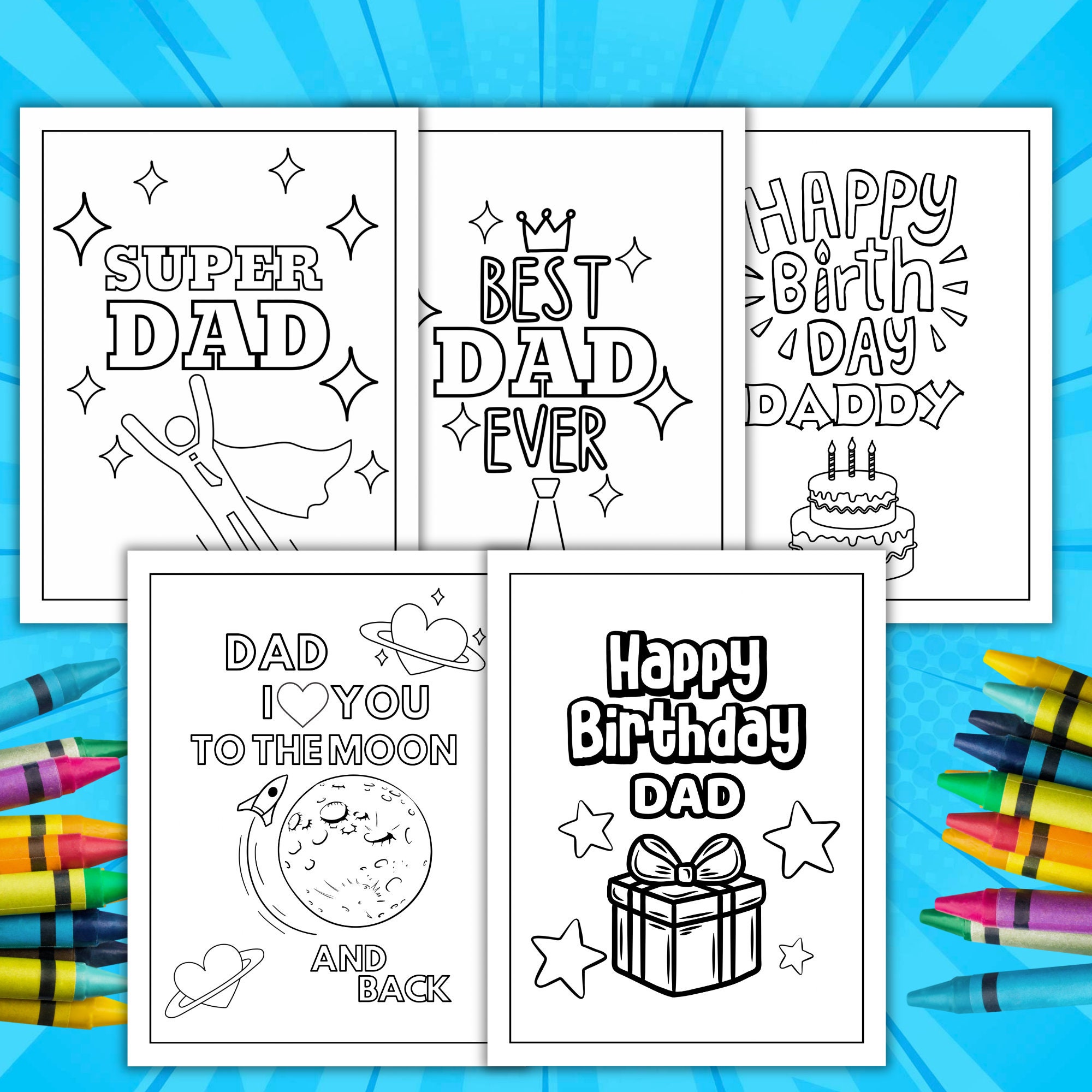 Happy Birthday Dad , Super Dad , Best Dad Ever Coloring Pages - Etsy