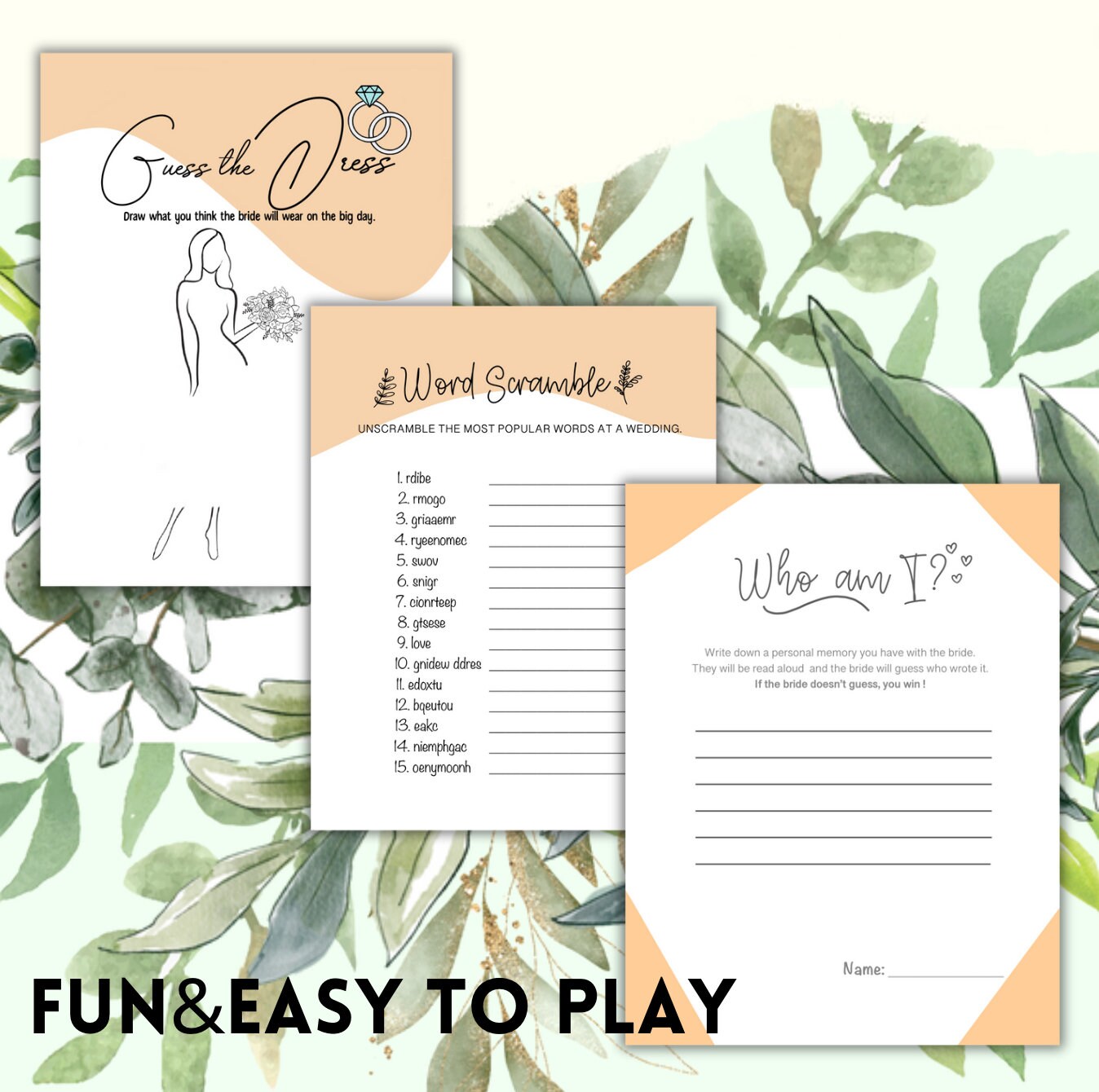 Bridal Shower Games Bundle, 12 Printable Shower Games , Wedding Shower ...