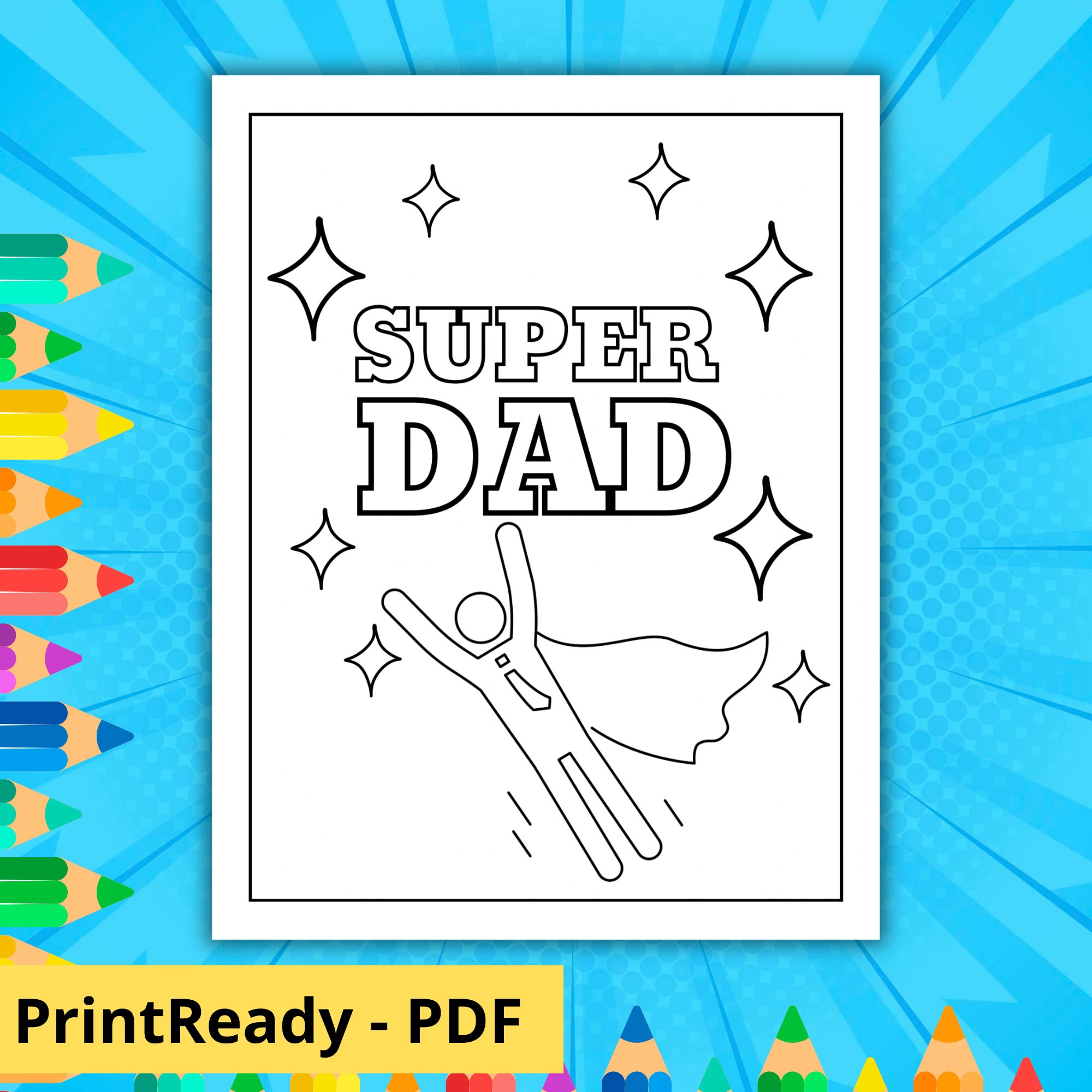 Happy Birthday Dad , Super Dad , Best Dad Ever Coloring Pages - Etsy